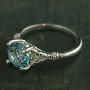 Sky Blue Topaz Ring Elsa Ring 8mm Blue Topaz Split Shank Solitaire ...