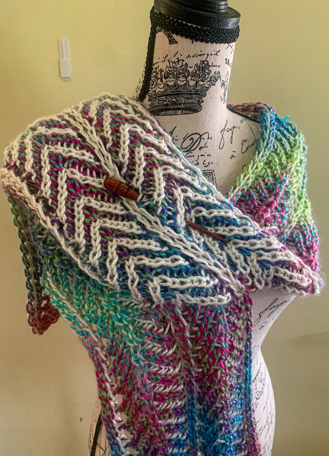 Pastel Rainbow Brioche Lace Knit Reversible Scarf - Etsy