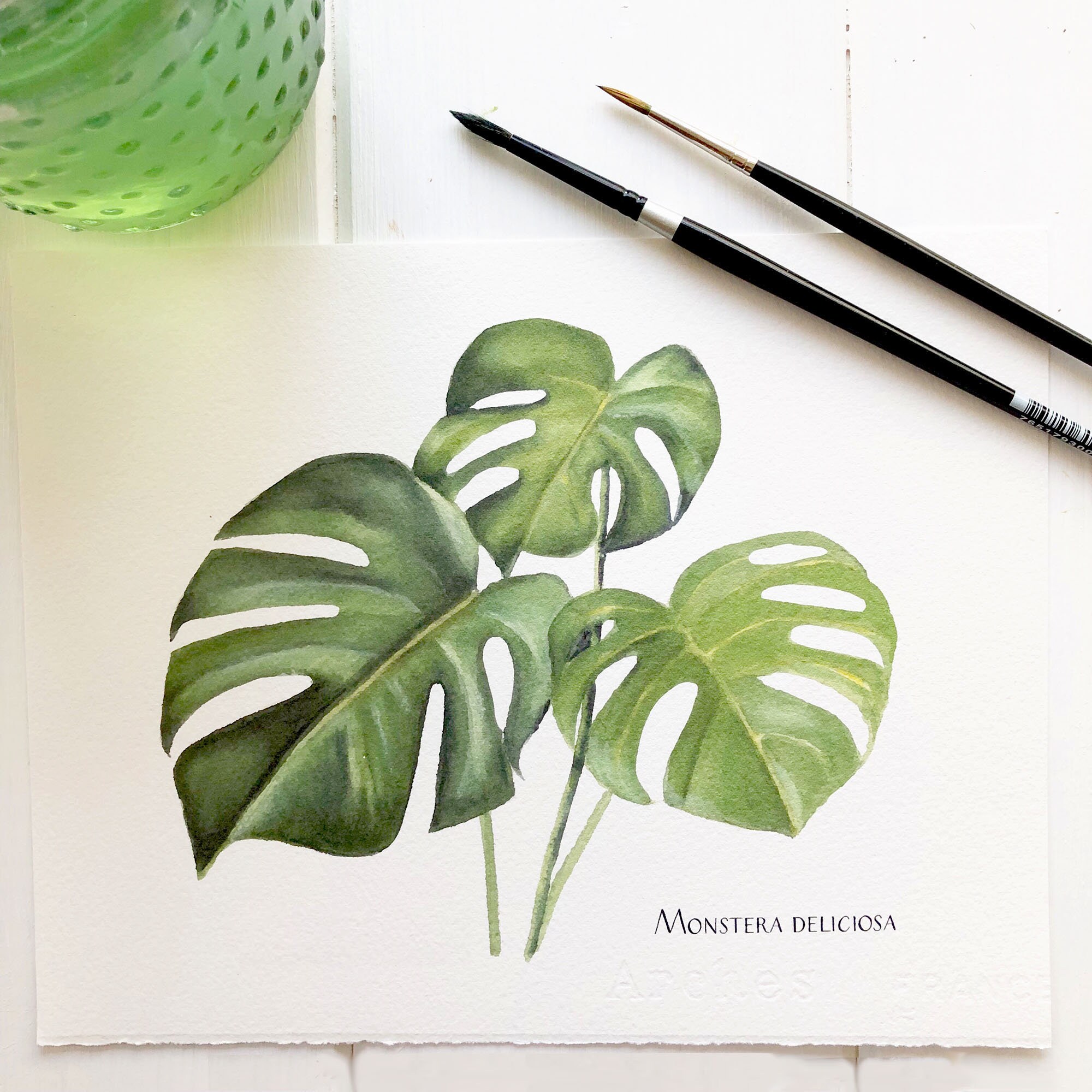 3 Monstera Leaf Painting. Giclee Print of Original Watercolor Painting ...