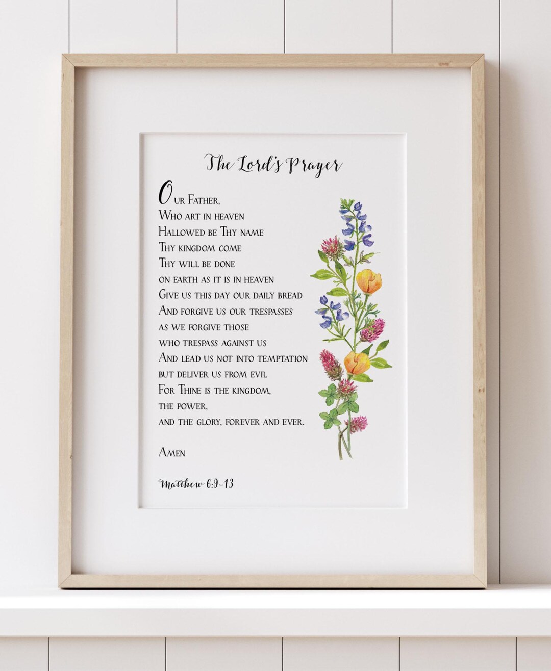 Giclée Print of the Lord's Prayer With Original Watercolor Painting of ...