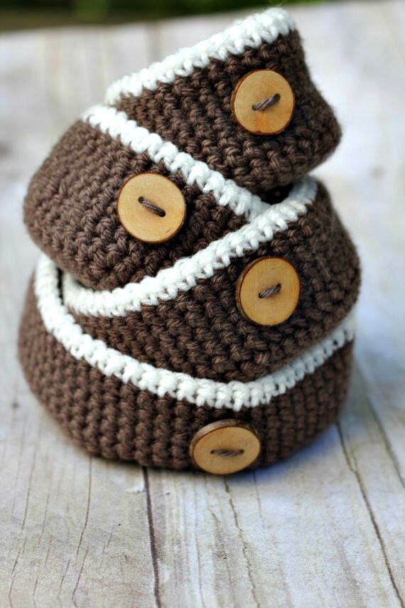 Crochet Pattern Nesting Bowls THE RUMNEY Four Rustic | Etsy