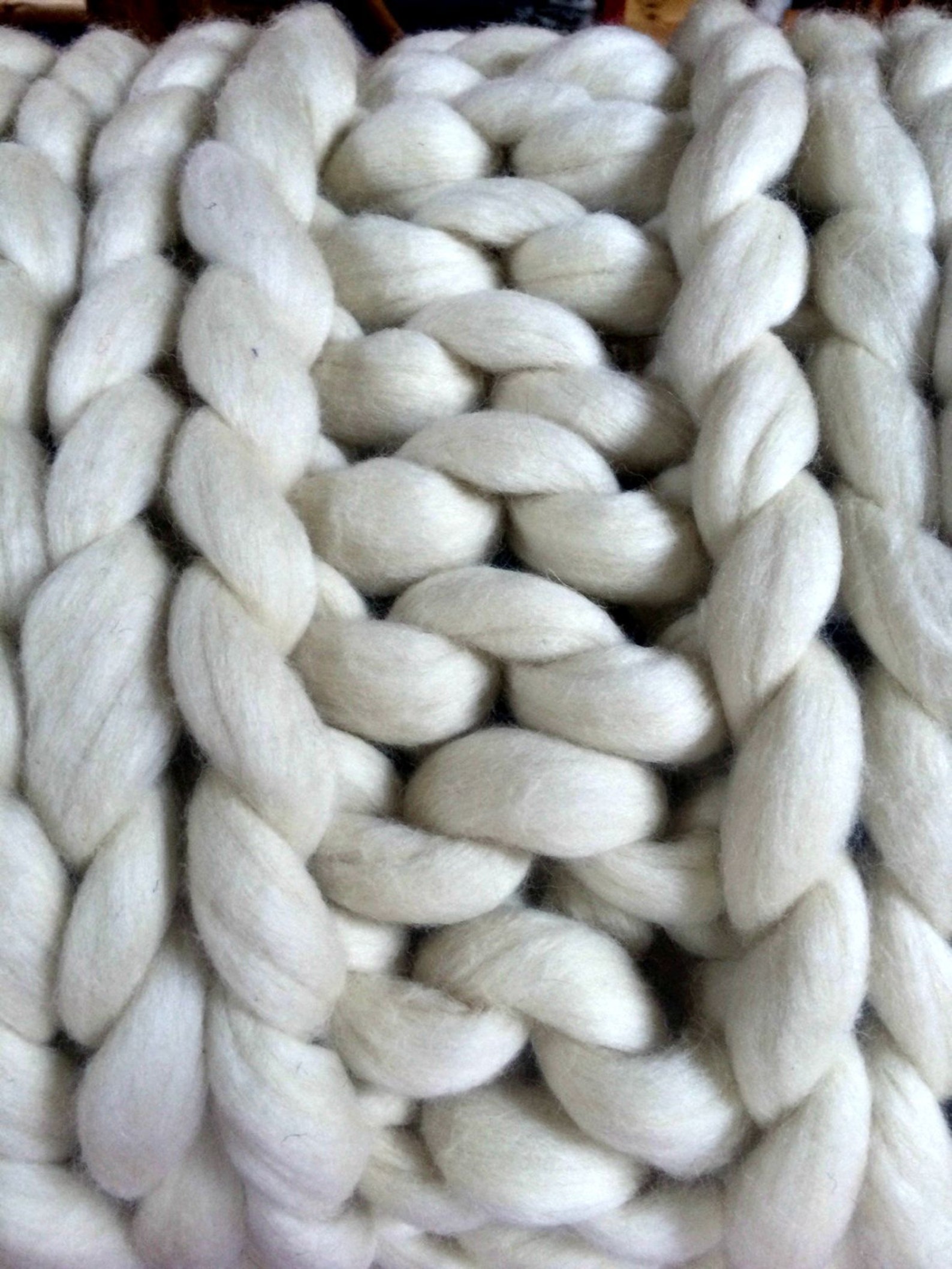 Giant-blanket-pattern Knit Wool Roving THE HAMPTON BEACH Chunky Giganto ...