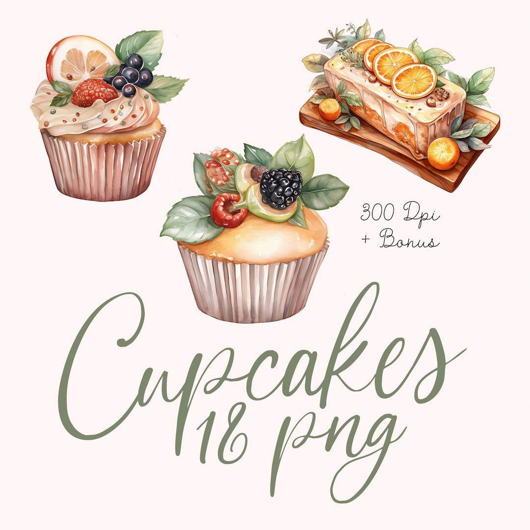 Cupcakes & Bonus Cakes Clipart - Etsy