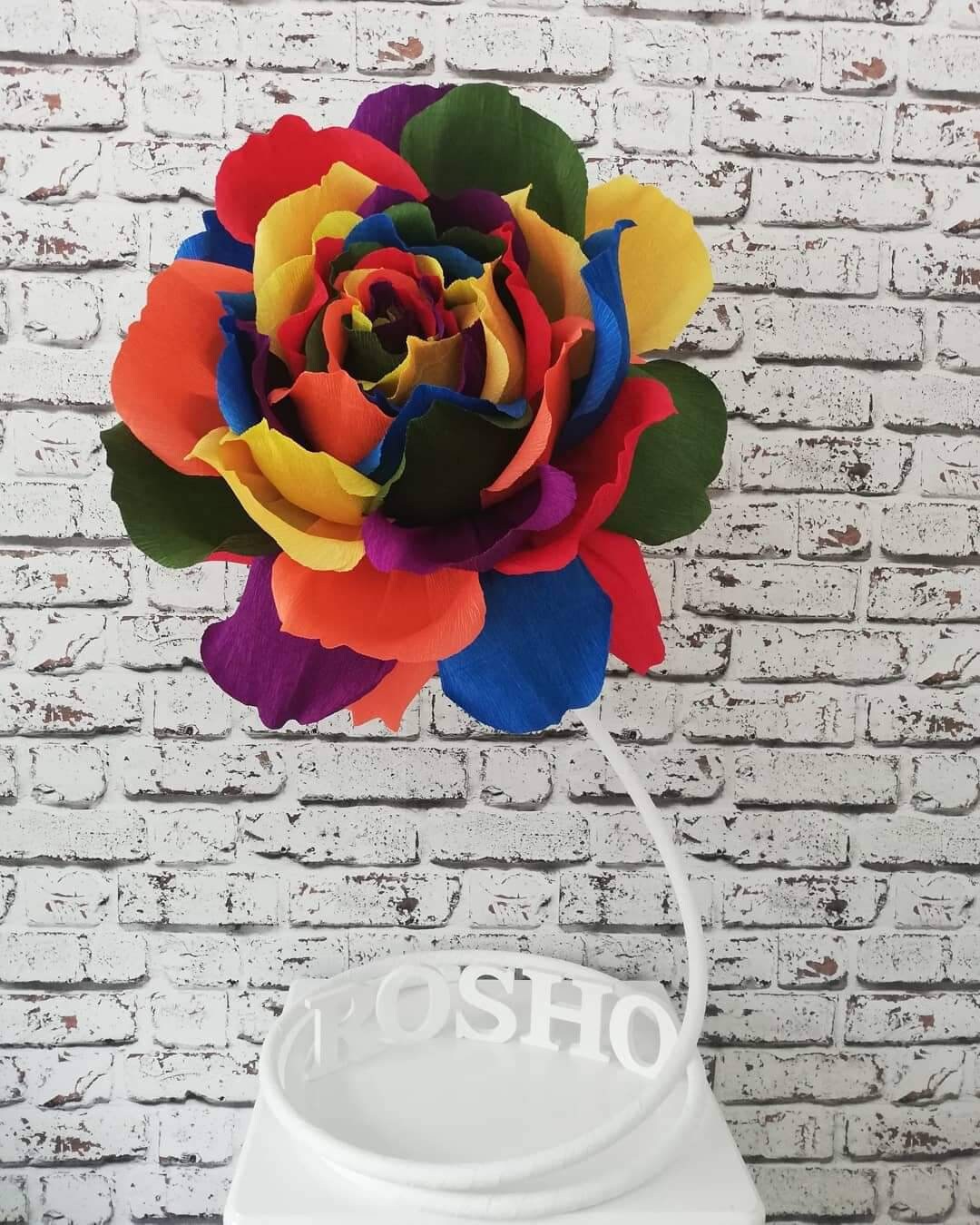 Large Rainbow Paper Rose 20cm / 30cm / 50cm/set! Wedding or Baby Shower ...