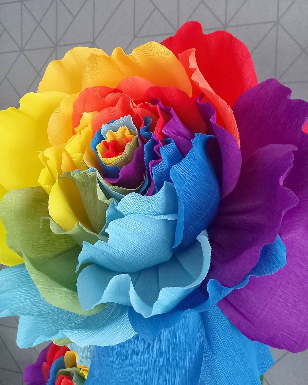 Large Rainbow Paper Rose 20cm / 30cm / 50cm/set Wedding or Baby Shower ...