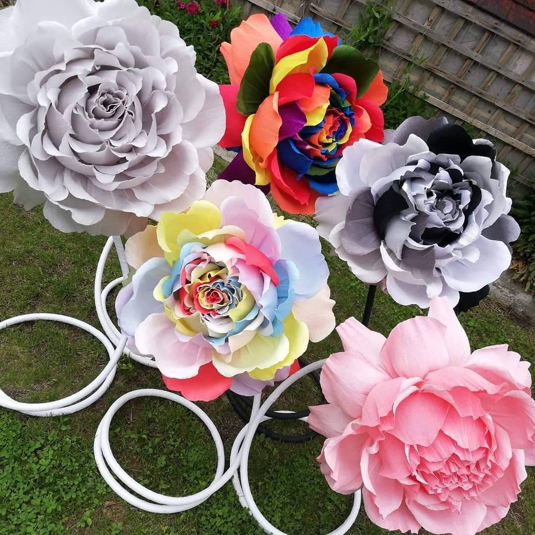 Large Rainbow Paper Rose 20cm / 30cm / 50cm/set! Wedding or Baby Shower ...