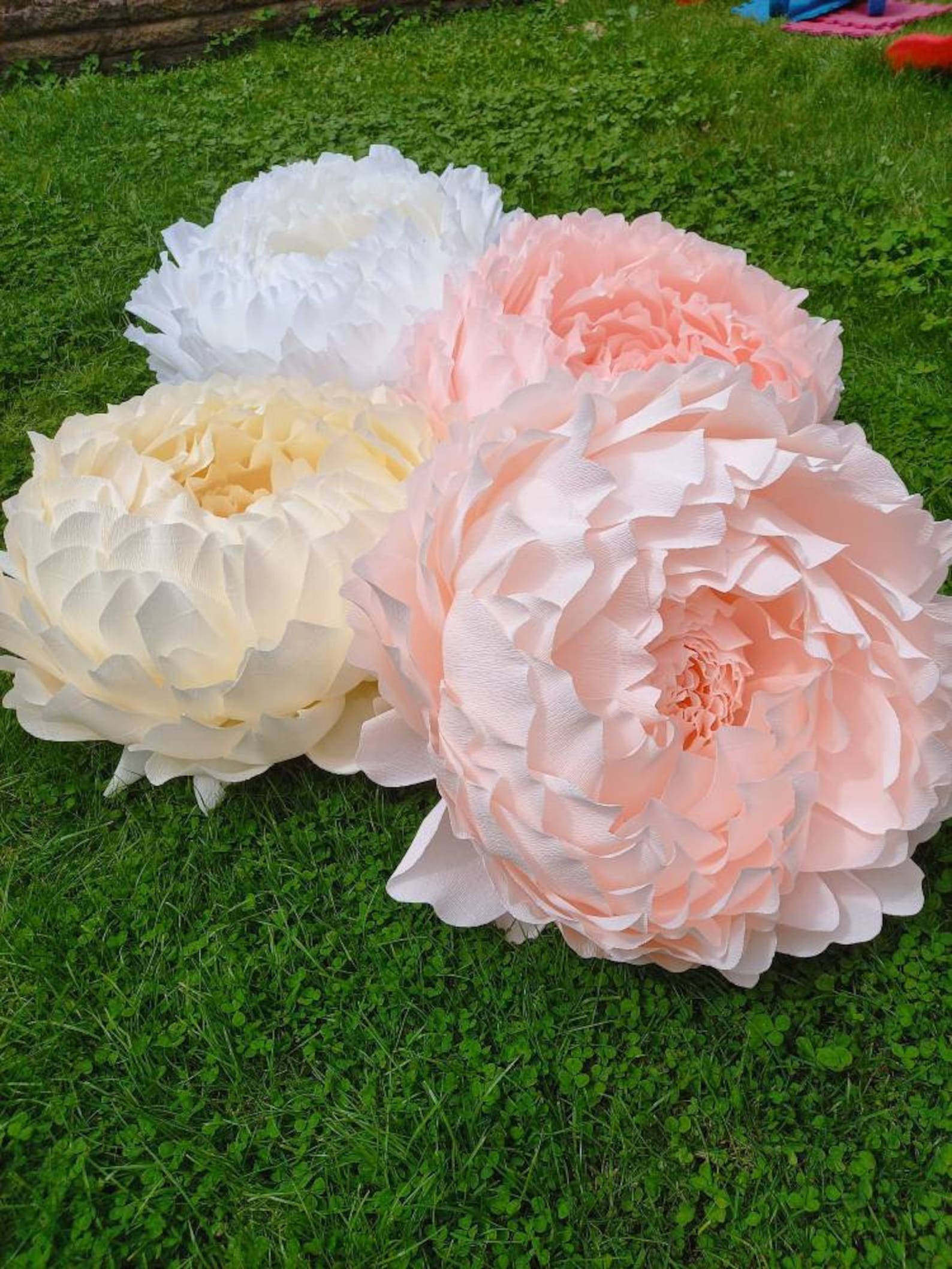 50-55cm Large Crepe Paper Peony With Flatback or on Stem Stand - Etsy
