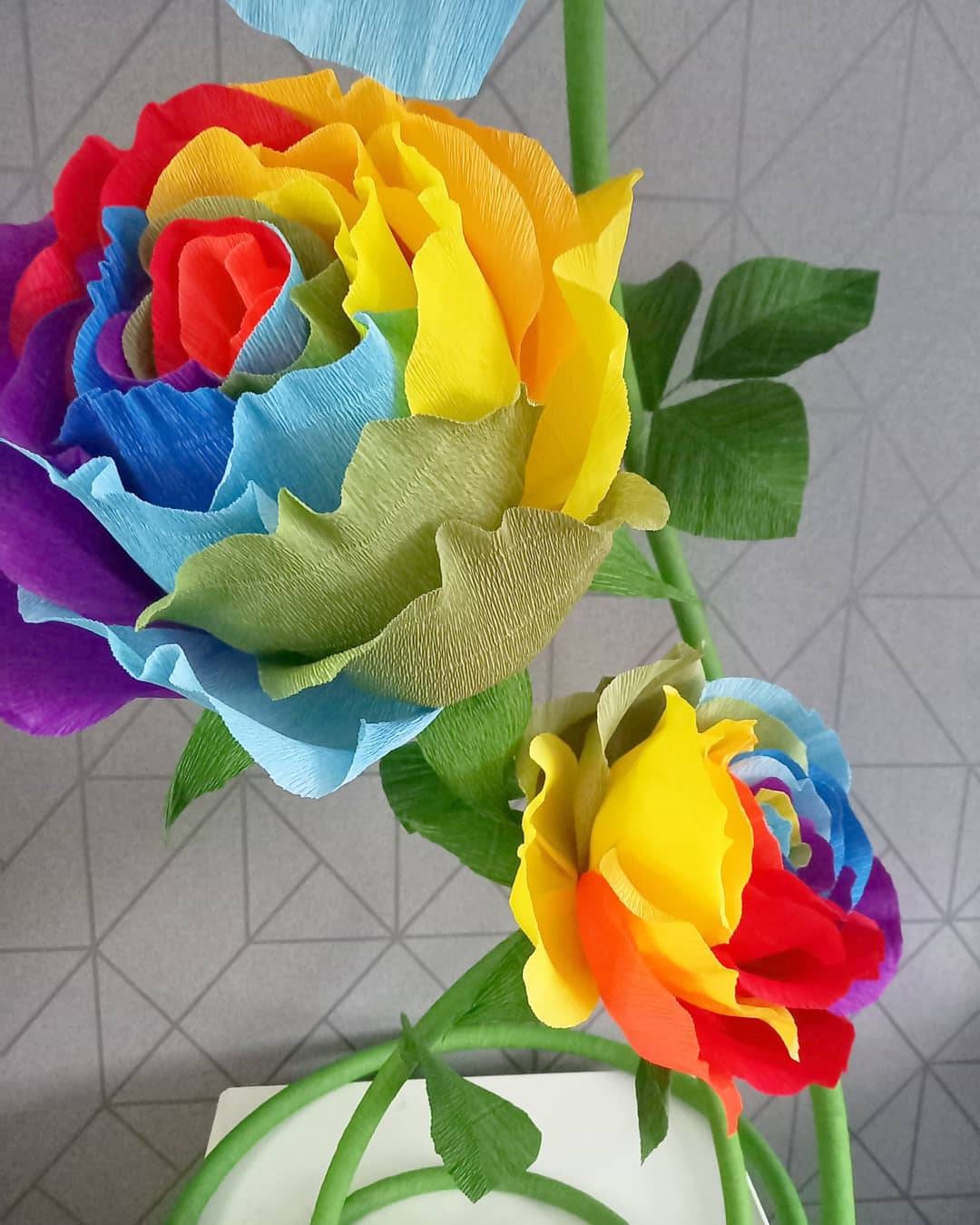 Large Rainbow Paper Rose 20cm / 30cm / 50cm/set! Wedding or Baby Shower ...