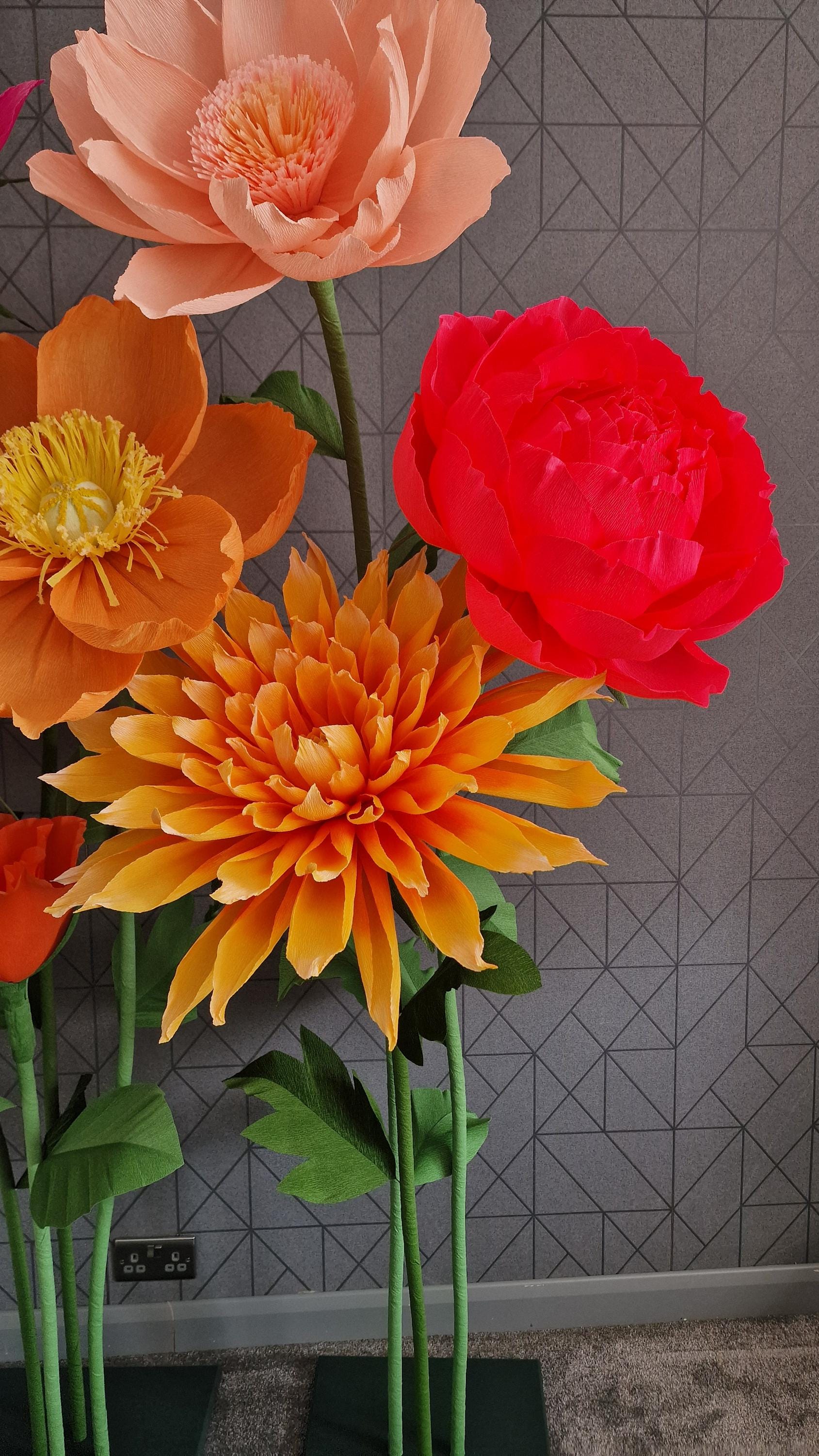 Giant Flower Set With Paper Dahlia, Rose and Daisy on Stand Wedding ...