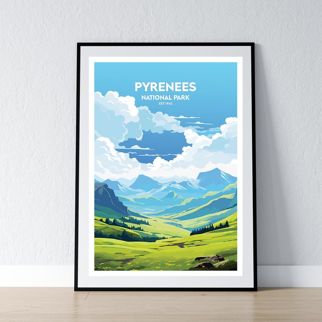 Pyrenees National Park Poster Pyrenees National Park Print Minimalist ...