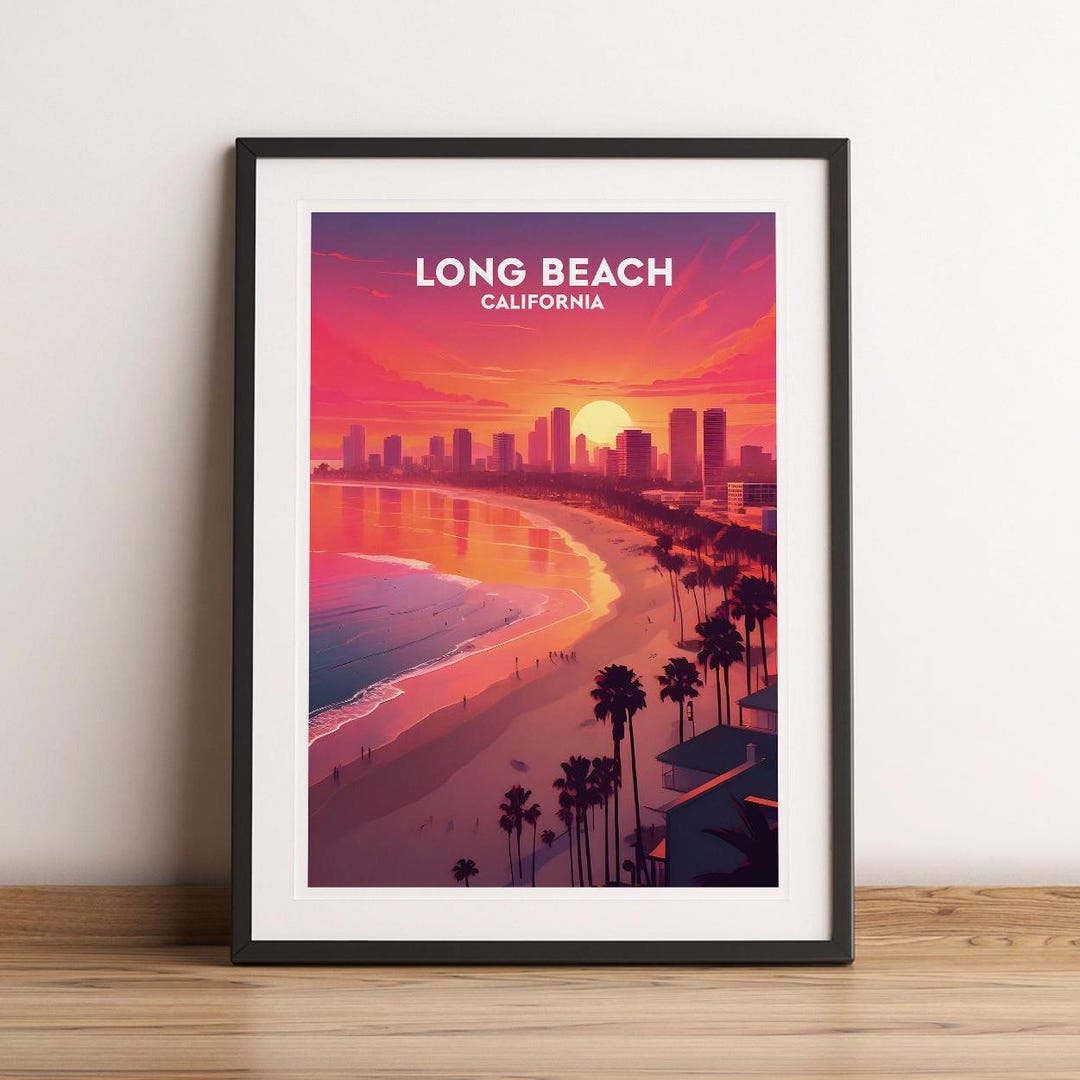 Long Beach Print, Long Beach Poster, Long Beach, California, California ...