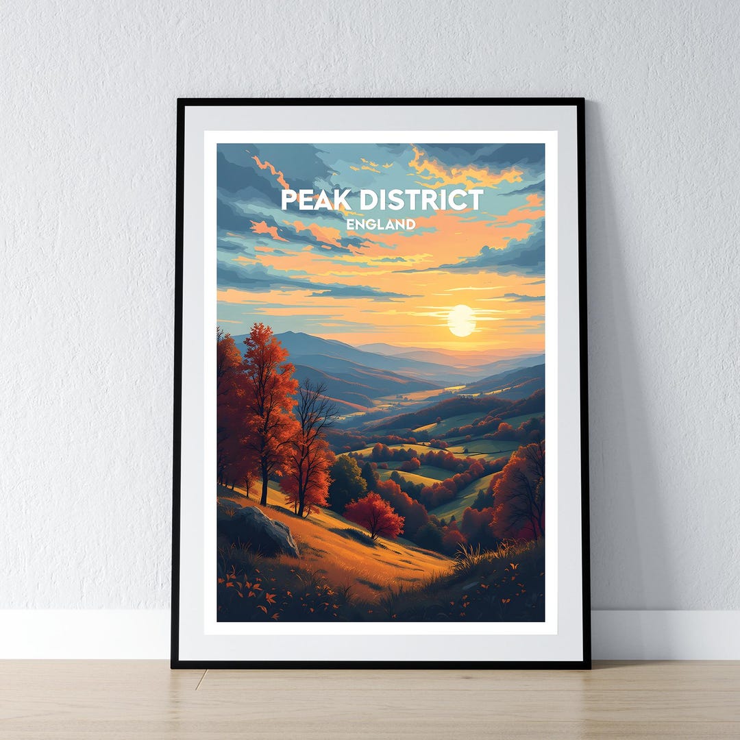 Peak District Print, Peak District Poster, Peak District Retro Poster ...