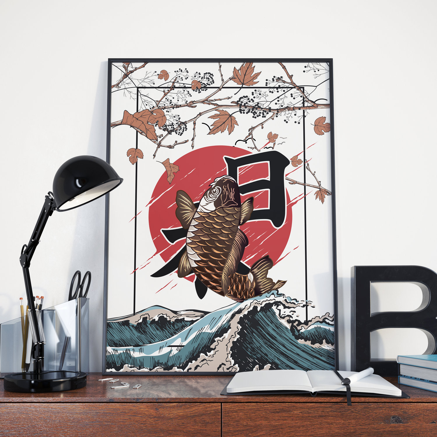 Koi Fish Poster Japanese Print Traditional Chinese Wall - Etsy