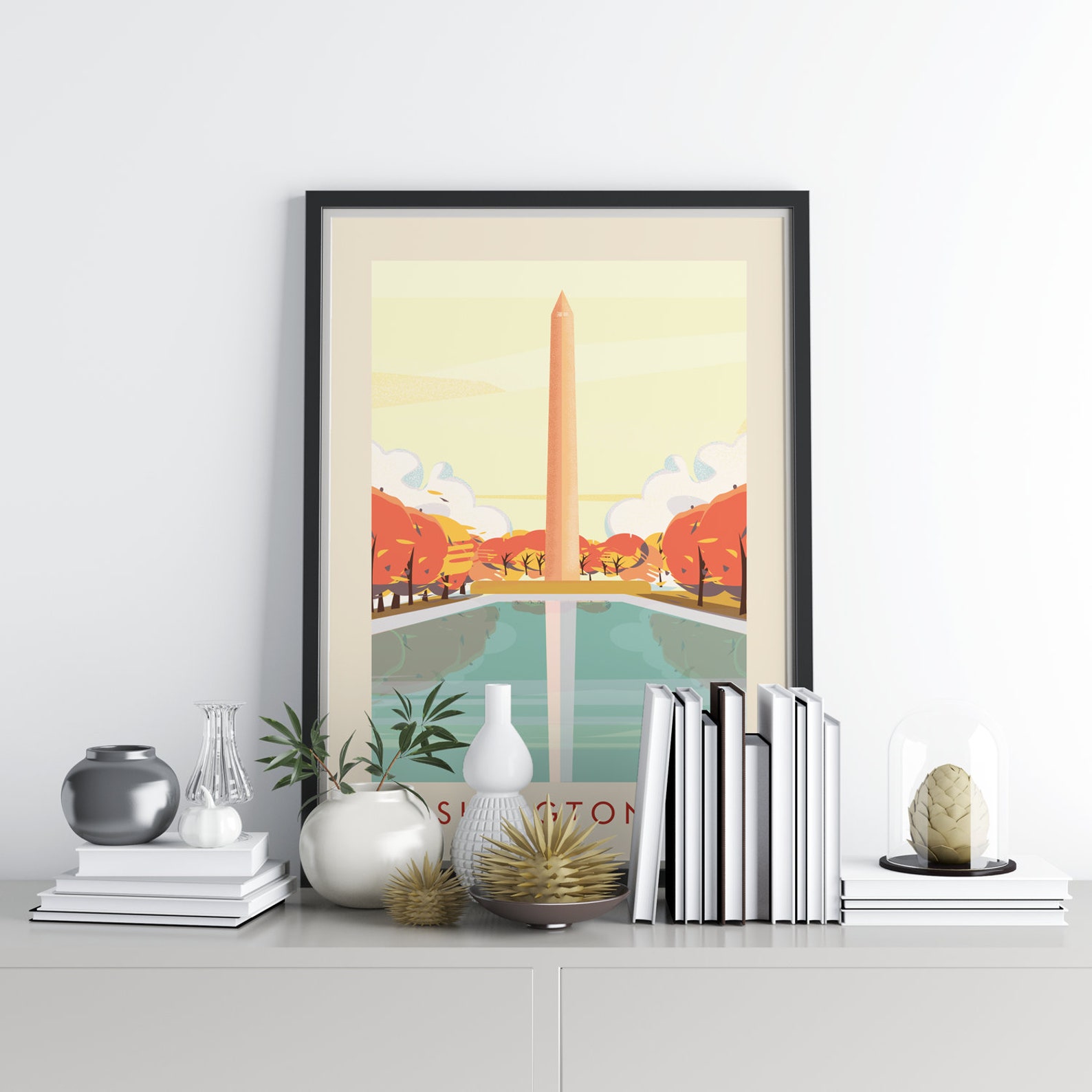 Washington DC Vintage Style Poster - Monument Travel, Print, Wall Art ...