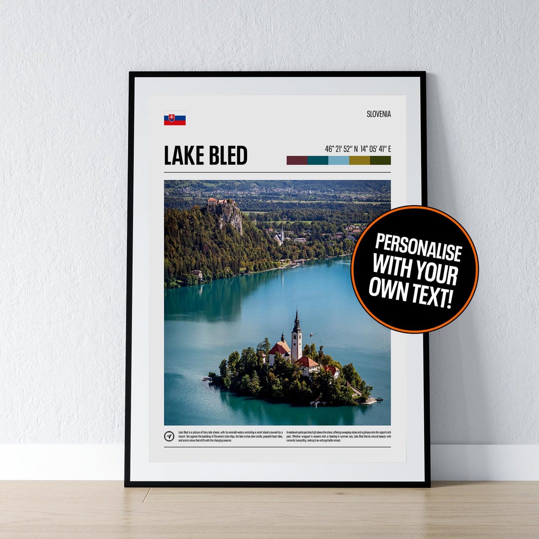 Lake Bled Poster Lake Bled Wall Art Lake Bled Slovenia Coordinates ...