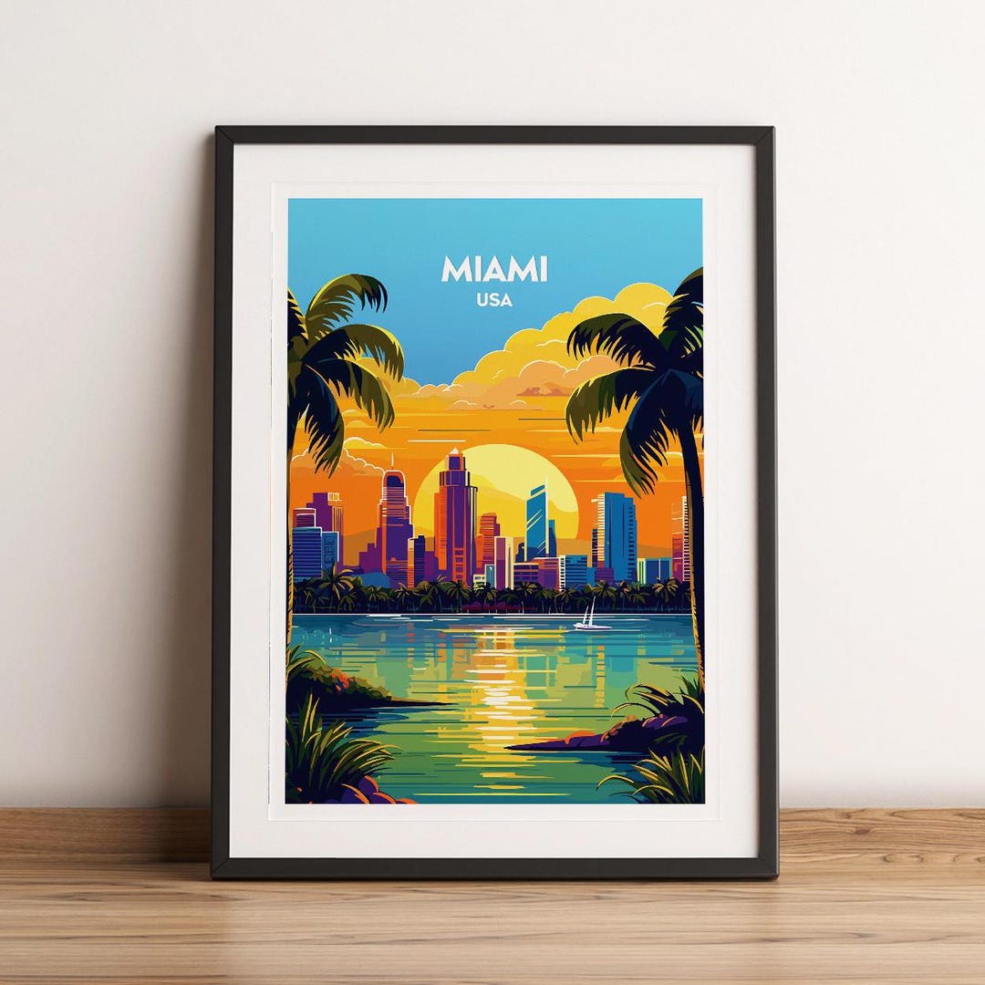 Miami Poster Miami Print Miami Vintage Retro Print Miami Vintage Retro ...
