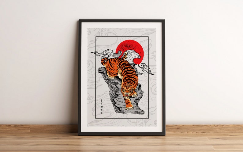 Japanese Tiger Print Tattoo Print Traditional Tattoo Tiger - Etsy