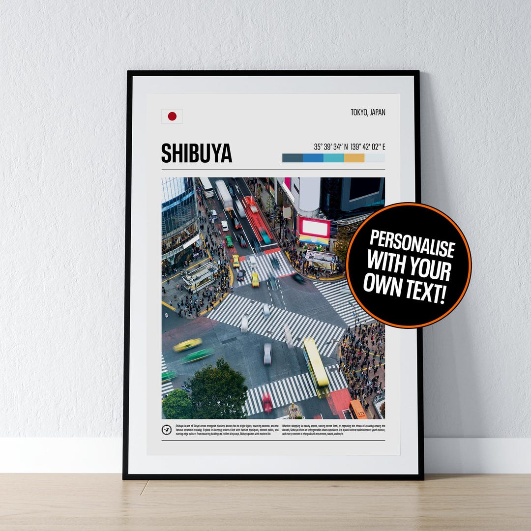 Shibuya Crossing Tokyo Poster Shibuya Wall Art Shibuya Coordinates ...