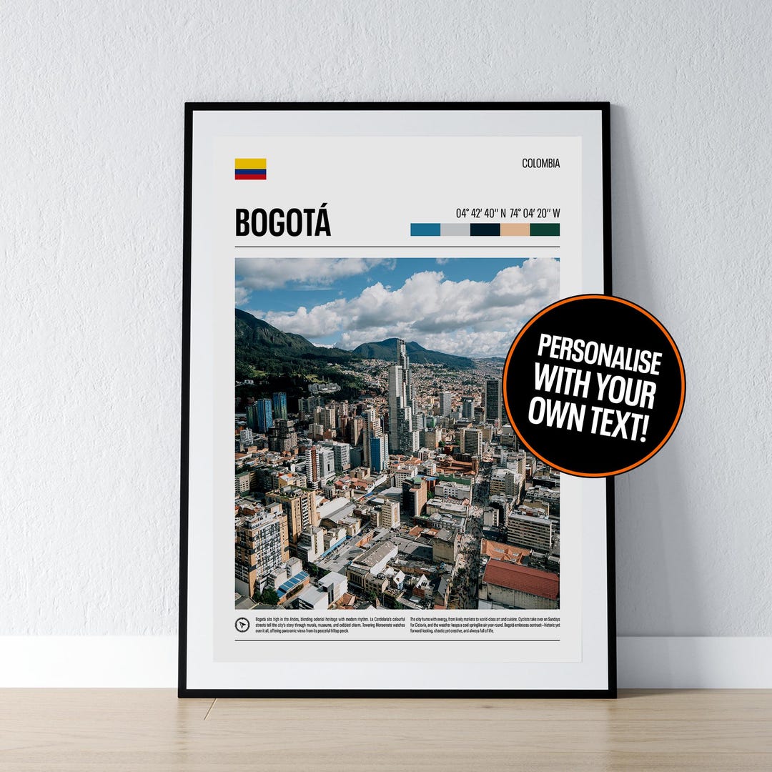 Bogota Poster Bogota Wall Art Bogota Colombia Coordinates Photo Print ...