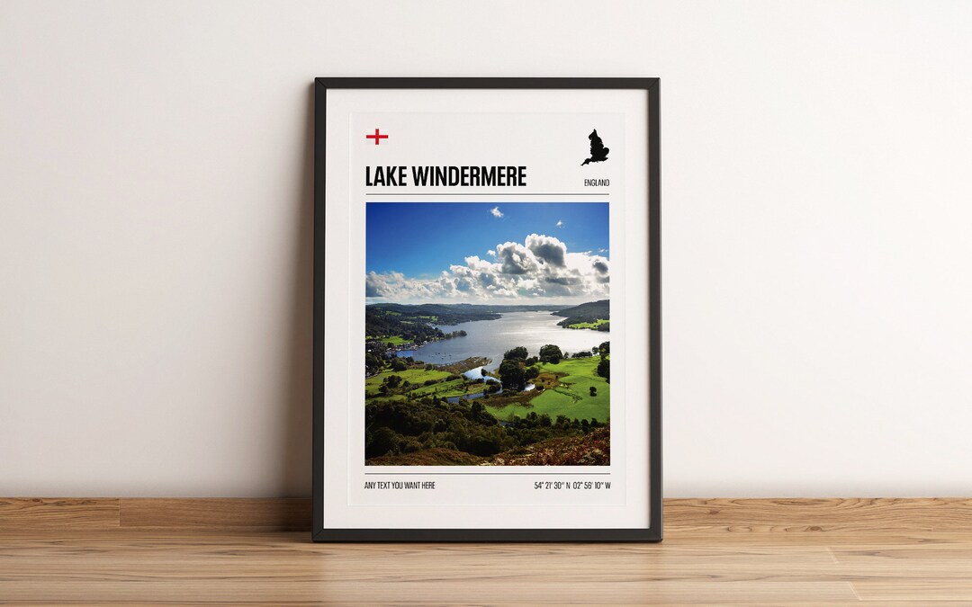 Personalised Lake Windermere Print, Lake Windermere Poster, Lake ...