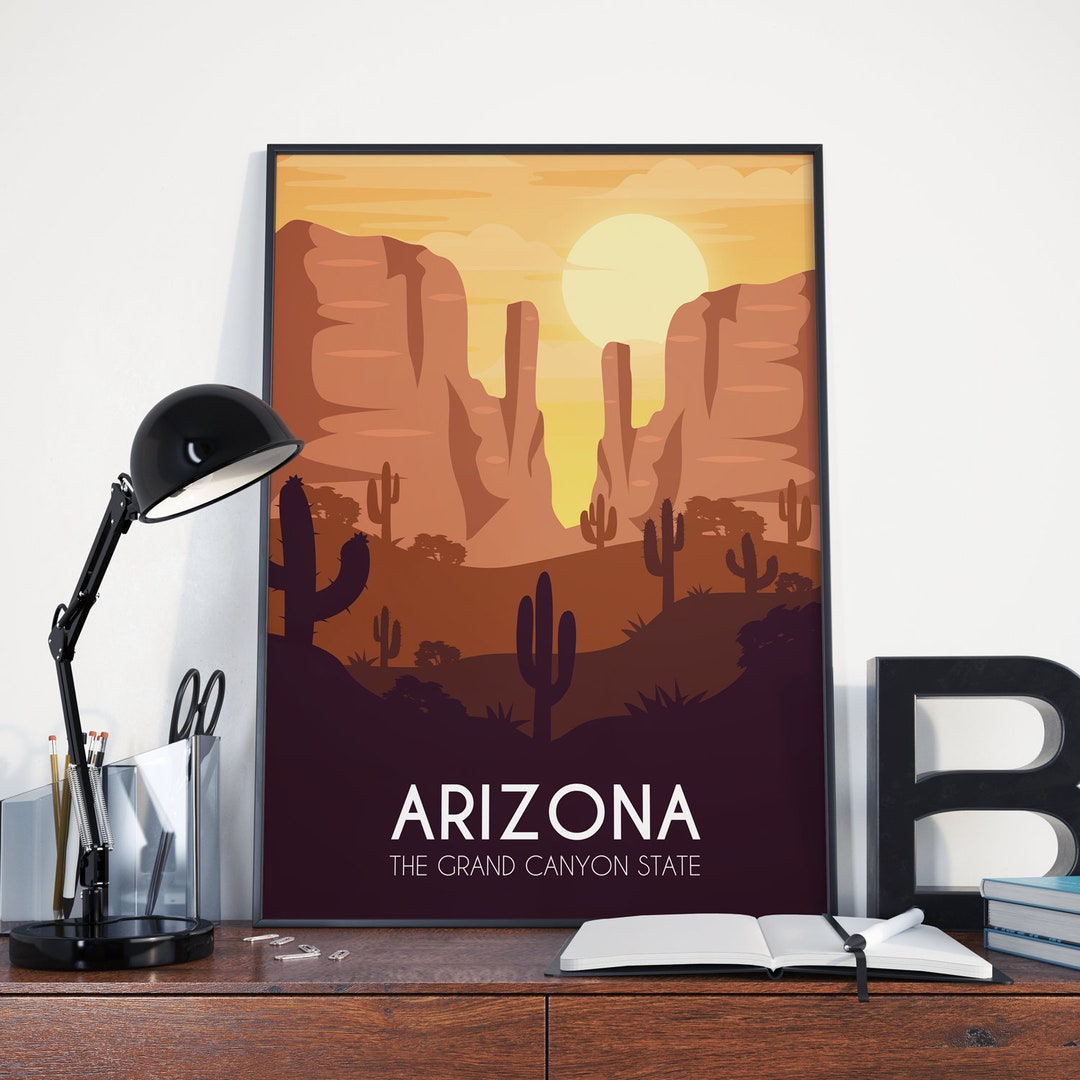 Arizona Print, Arizona Poster, Arizona Vintage Retro Print, Arizona ...