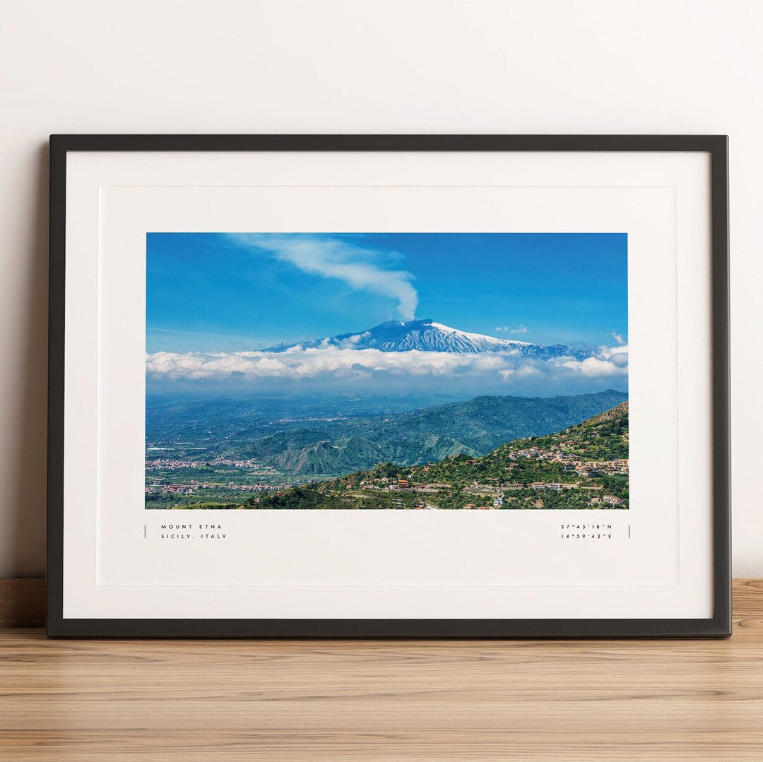 Mount Etna Print, Mount Etna Poster, Mount Etna Coordinates, Mount Etna ...