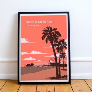 Santa Monica Pier Print, Santa Monica Pier Poster, Santa Monica Vintage ...