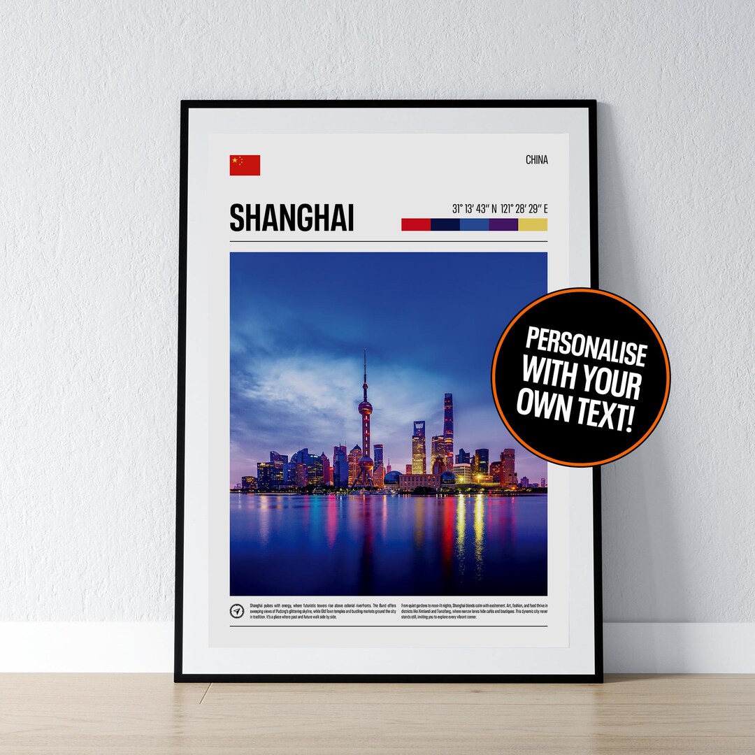 Shanghai Poster Shanghai Wall Art Shanghai China Chinese Coordinates ...