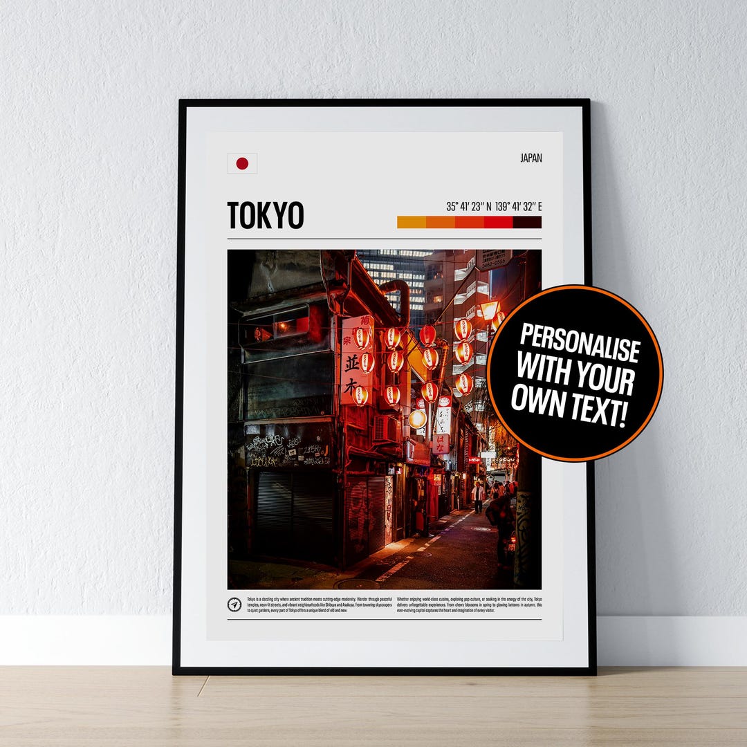 Tokyo Japan Poster Tokyo Wall Art Tokyo Coordinates Japanese Photo ...