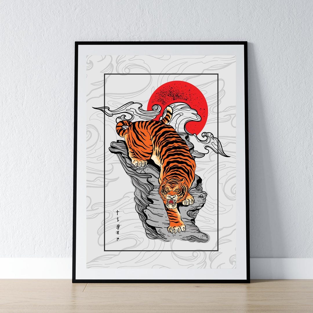 Japanese Tiger Print, Tattoo Print, Traditional Tattoo, Tiger, Japanese ...