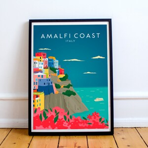 Amalfi Coast Vintage Travel Style Poster Italy, Print, Wall Art ...