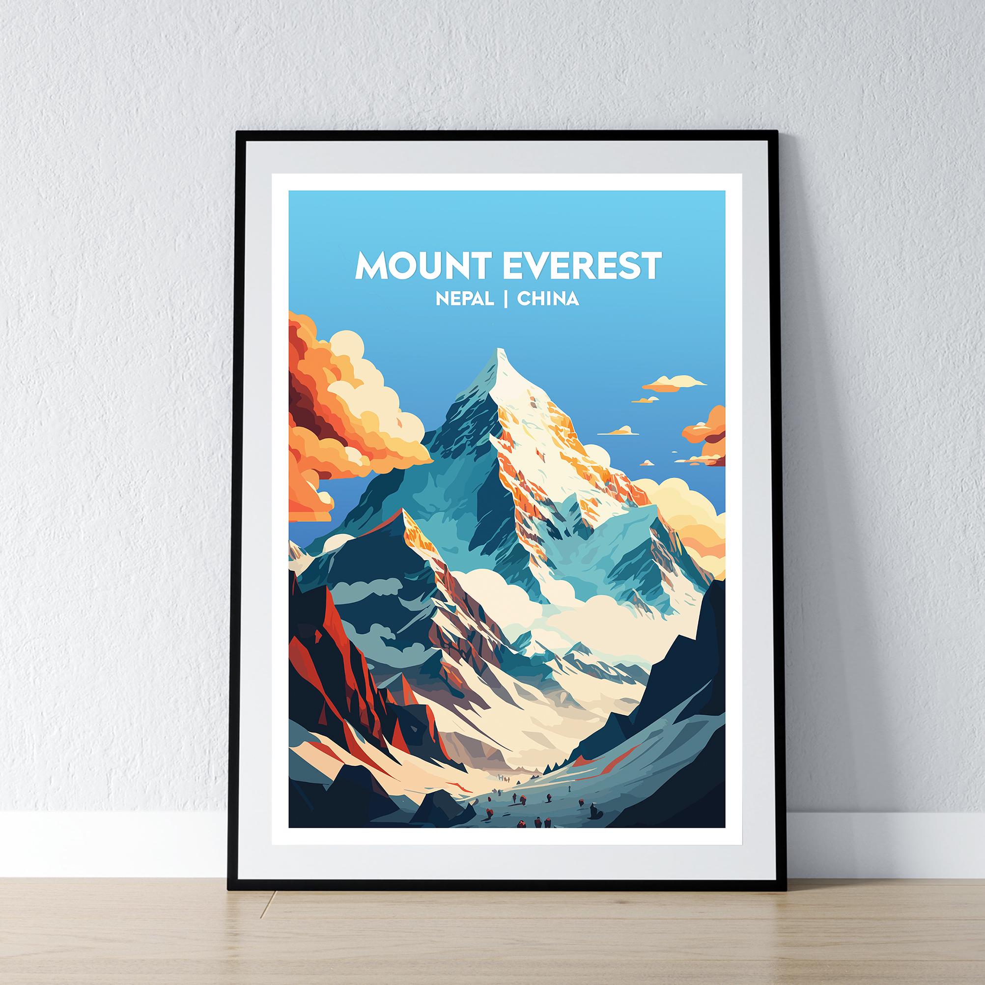 Mount Everest Print, Mount Everest Poster, Mount Everest Coordinates ...