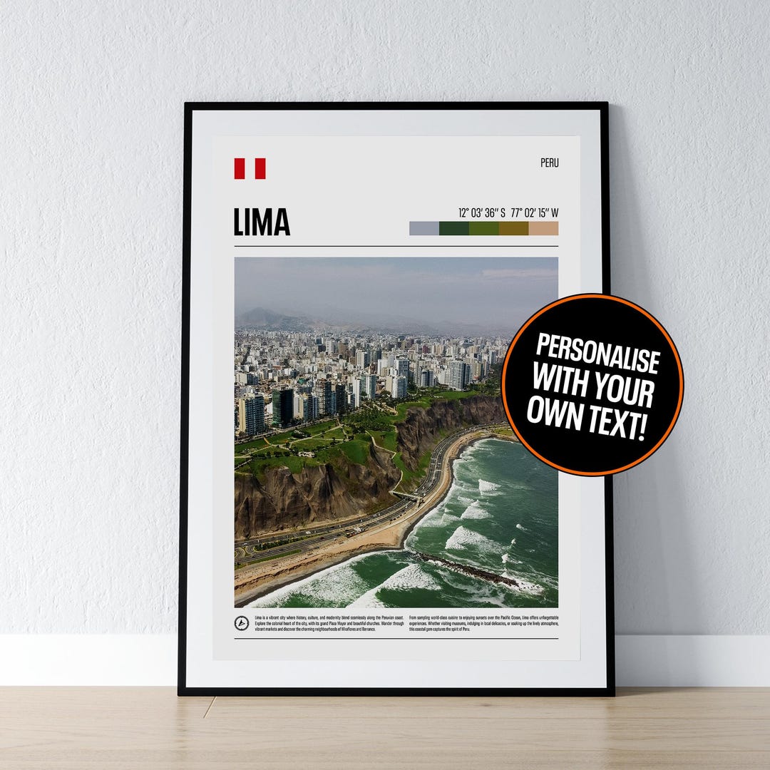 Lima Poster Lima Wall Art Lima Peru Coordinates Photo Print Travel Gift ...
