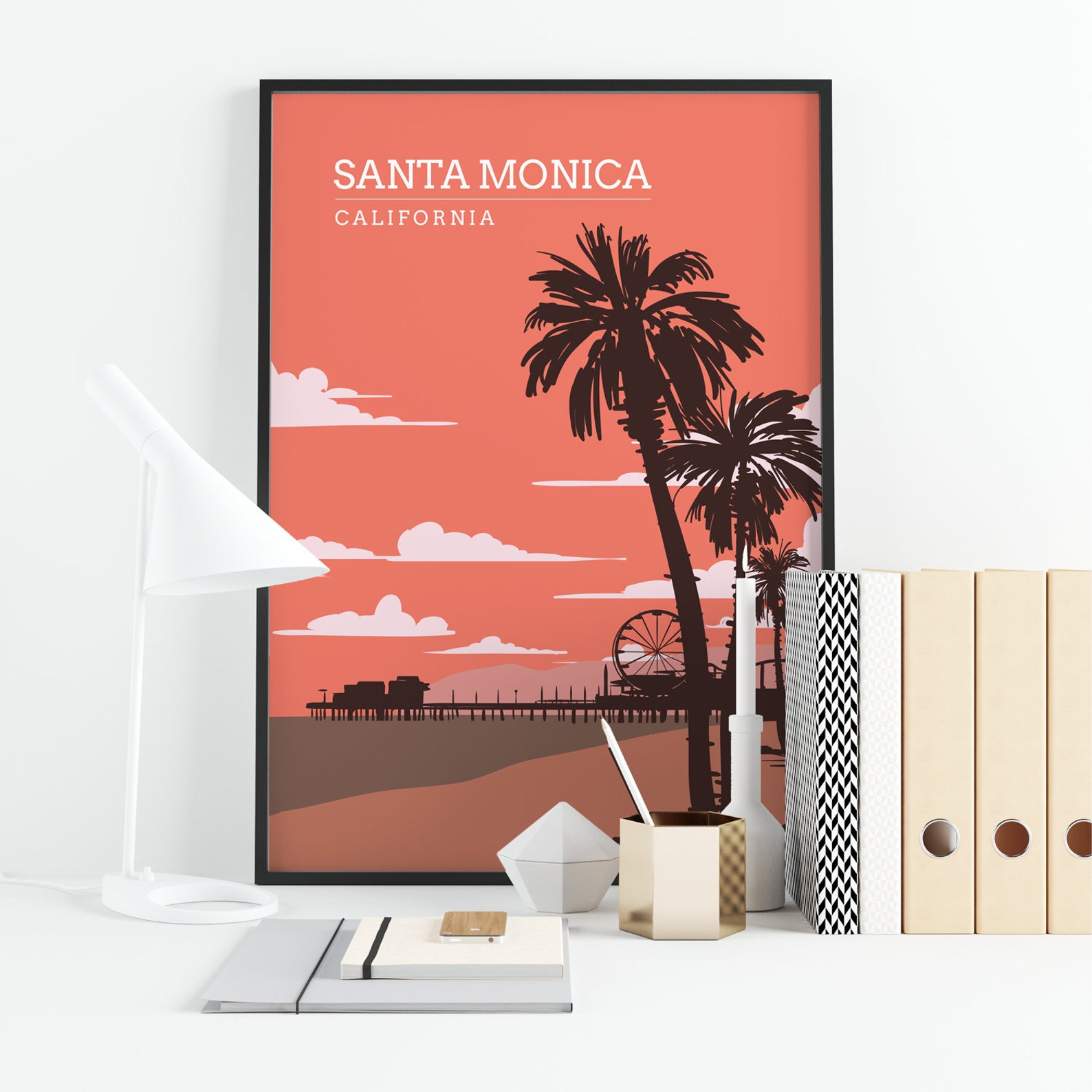 Santa Monica Pier Print Santa Monica Pier Poster Santa - Etsy