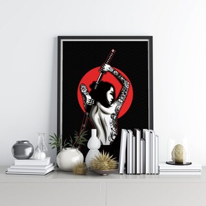 Female Samurai Poster - Japanese Print, Female, Traditional, Chinese ...