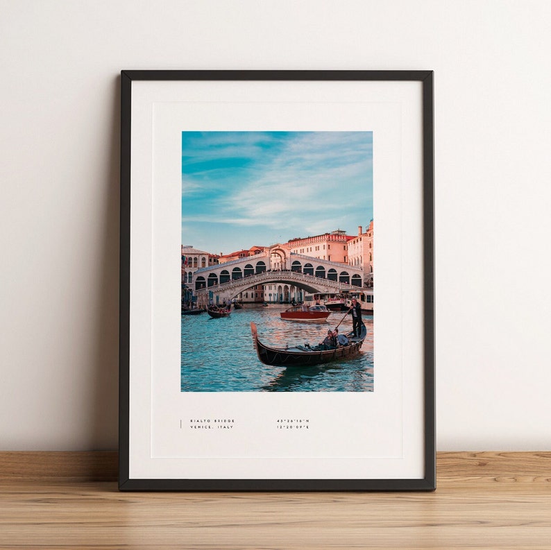Venice Print, Venice Poster, Rialto Bridge Print, Venice Coordinates ...