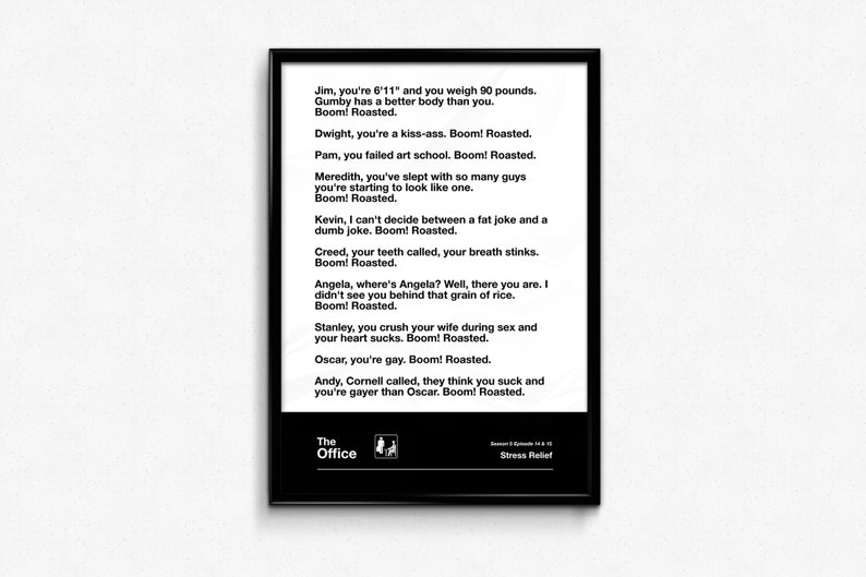 The Office Quote Poster Boom Roasted The Office The | Etsy