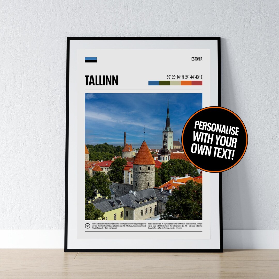 Tallinn Poster Tallinn Wall Art Tallinn Estonia Coordinates Photo Print ...