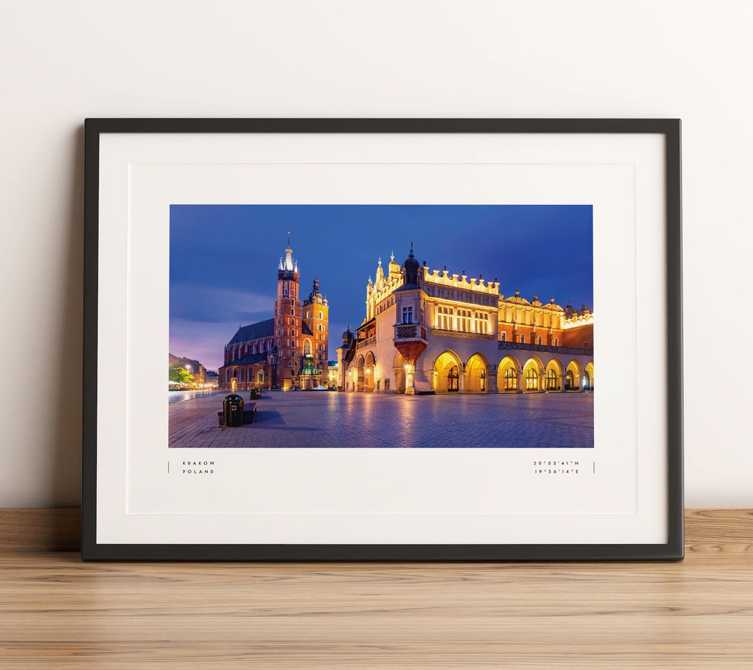 Krakow Print, Krakow Poster, Krakow Coordinates, Krakow Wall Art ...