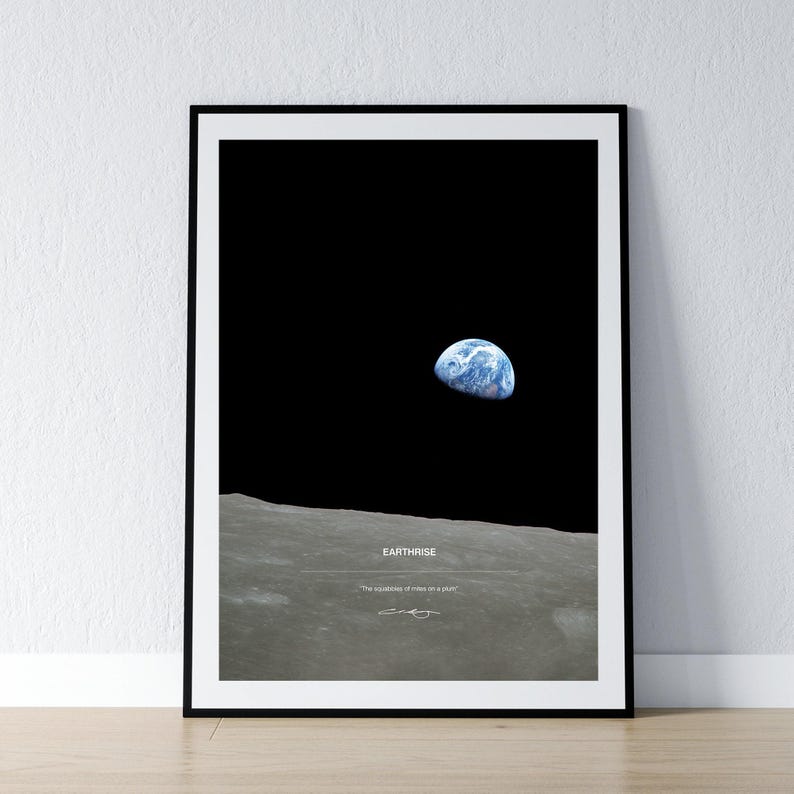 Earthrise Print, Earthrise Poster, Earth Rise, Carl Sagan Quote, Poster ...