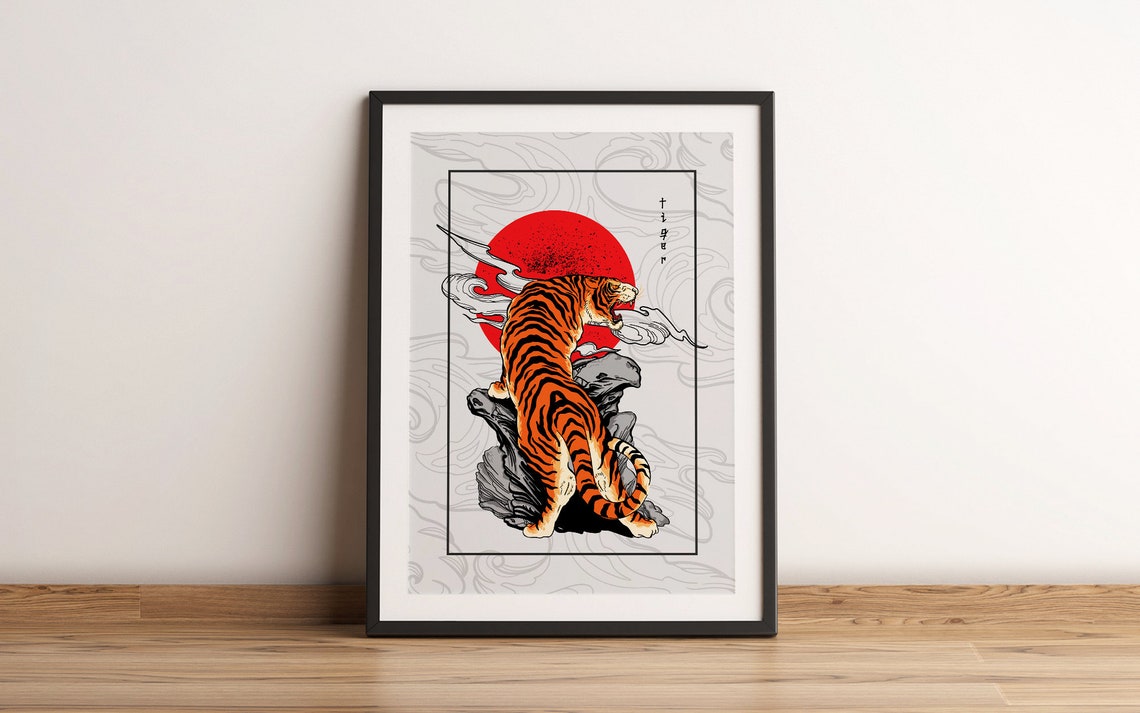 Japanese Tiger Print Tattoo Print Traditional Tattoo Tiger | Etsy