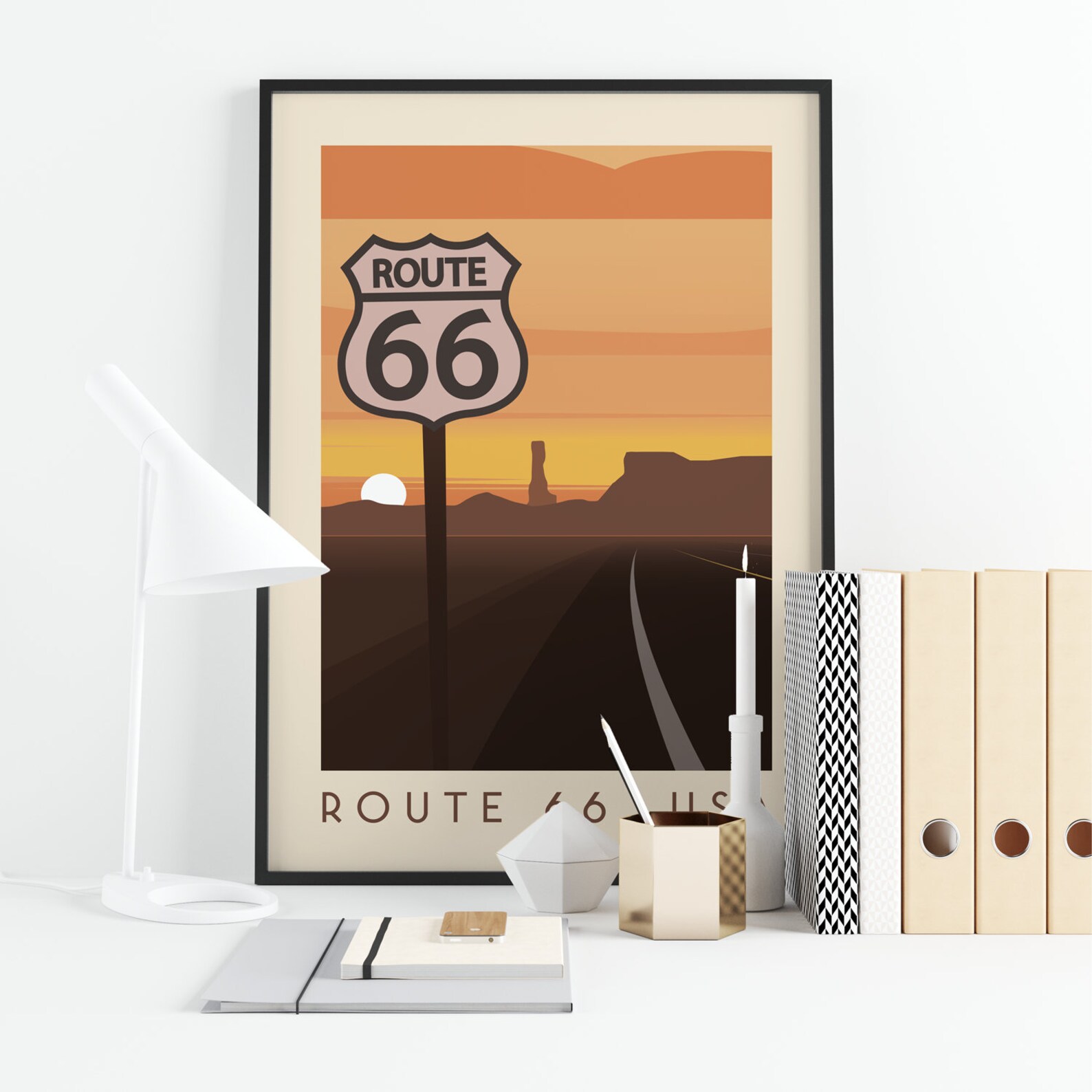 Route 66 Print, Route 66 Poster, Route 66 Vintage Retro Print, Route 66 ...