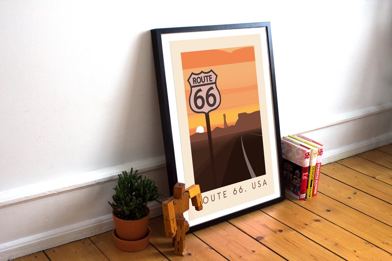 Route 66 Print Route 66 Poster Route 66 Vintage Retro Print | Etsy