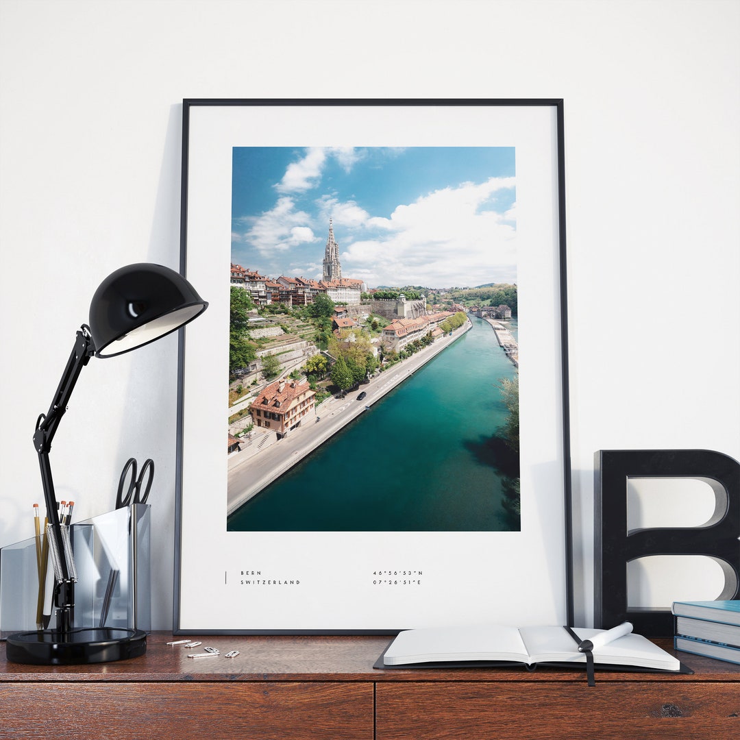Bern Print, Bern Poster, Bern Coordinates, Bern Wall Art, Bern Black ...