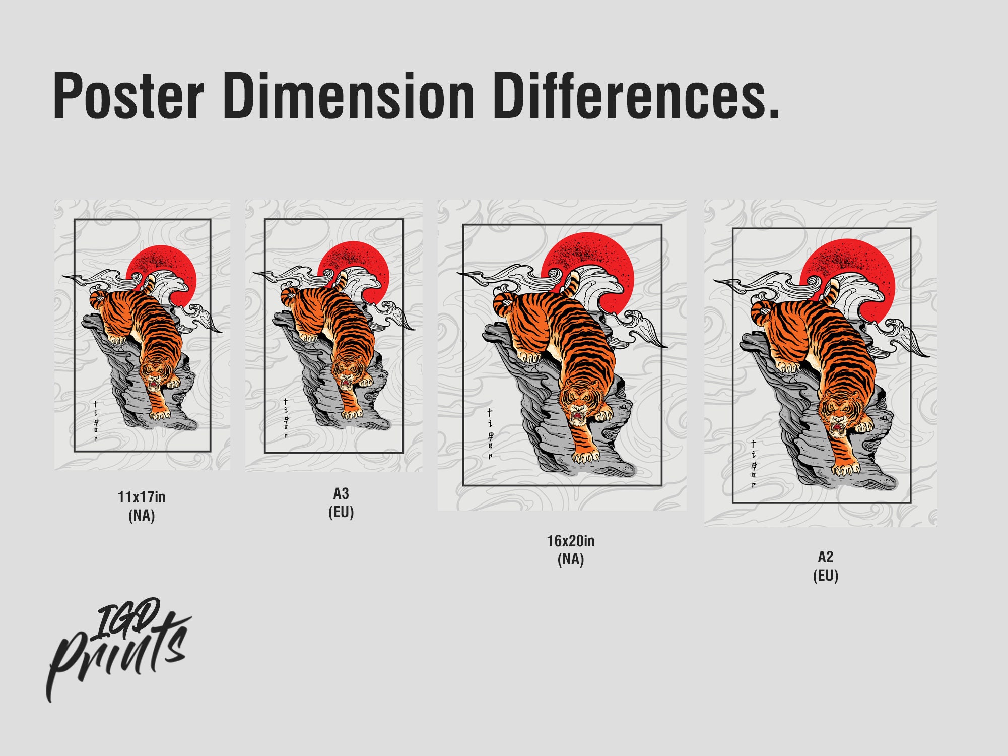 Japanese Tiger Print Tattoo Print Traditional Tattoo Tiger | Etsy UK