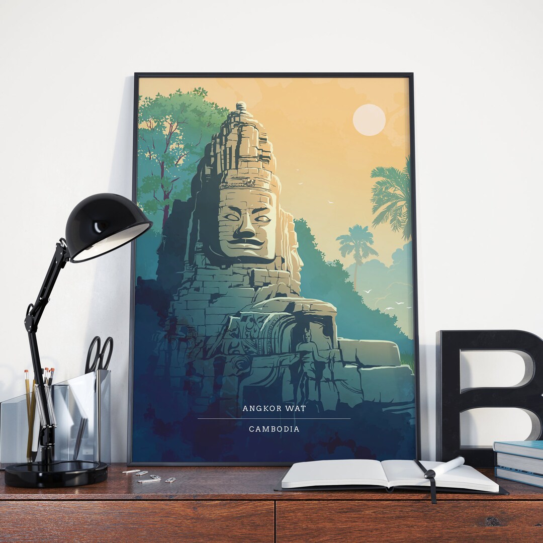 Angkor Wat Print, Angkor Wat Poster, Angkor Wat Vintage Retro Print ...