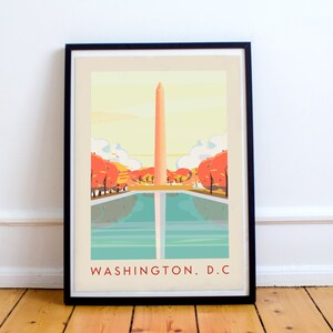 Washington DC Vintage Style Poster - Monument Travel, Print, Wall Art ...