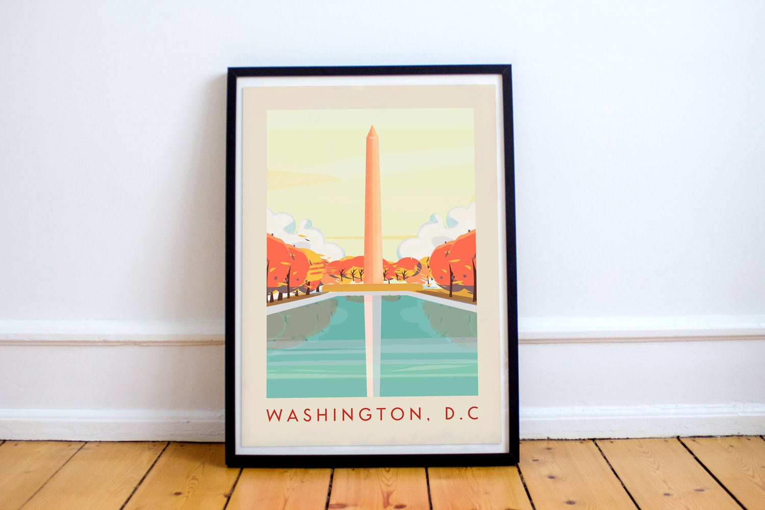 Washington DC Vintage Style Poster - Monument Travel, Print, Wall Art ...