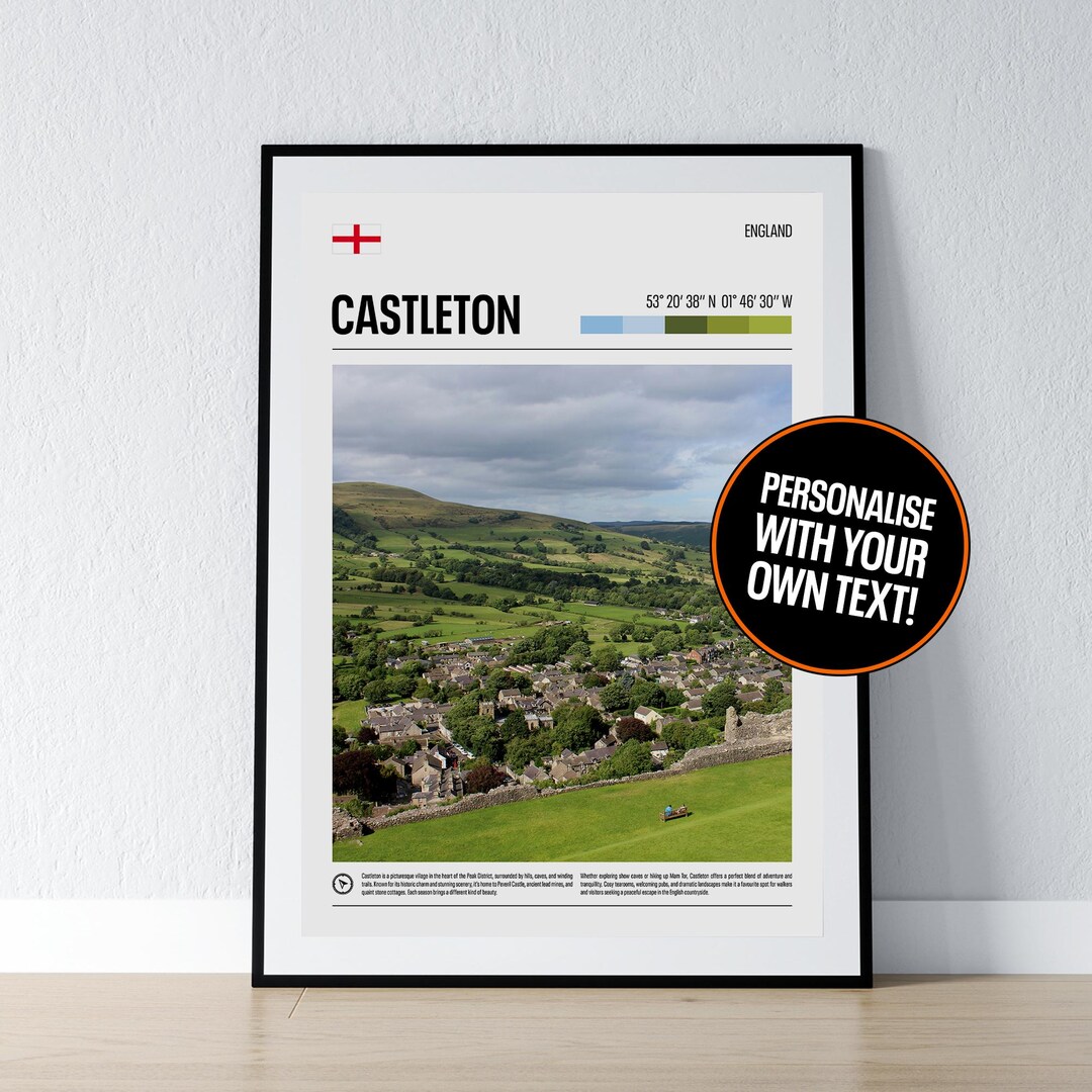 Castleton Poster Castleton Wall Art Castleton Coordinates Hope Valley ...