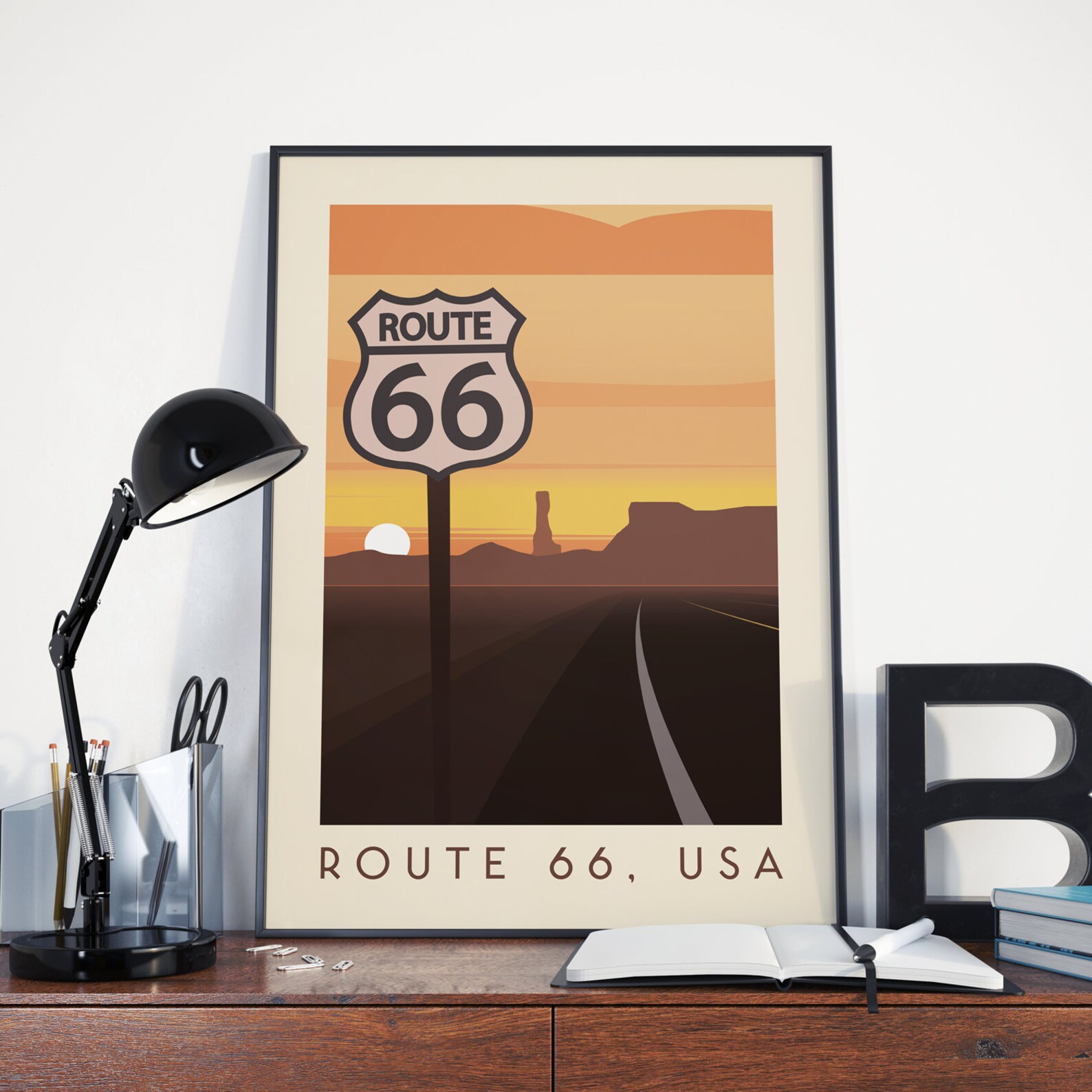 Route 66 Print, Route 66 Poster, Route 66 Vintage Retro Print, Route 66 ...